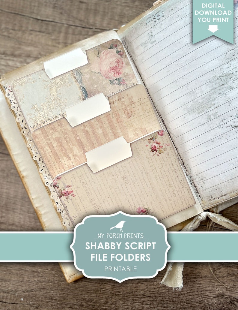 Junk Journal, File, Folders, Shabby, Script, Ephemera, Kit, Vintage ...