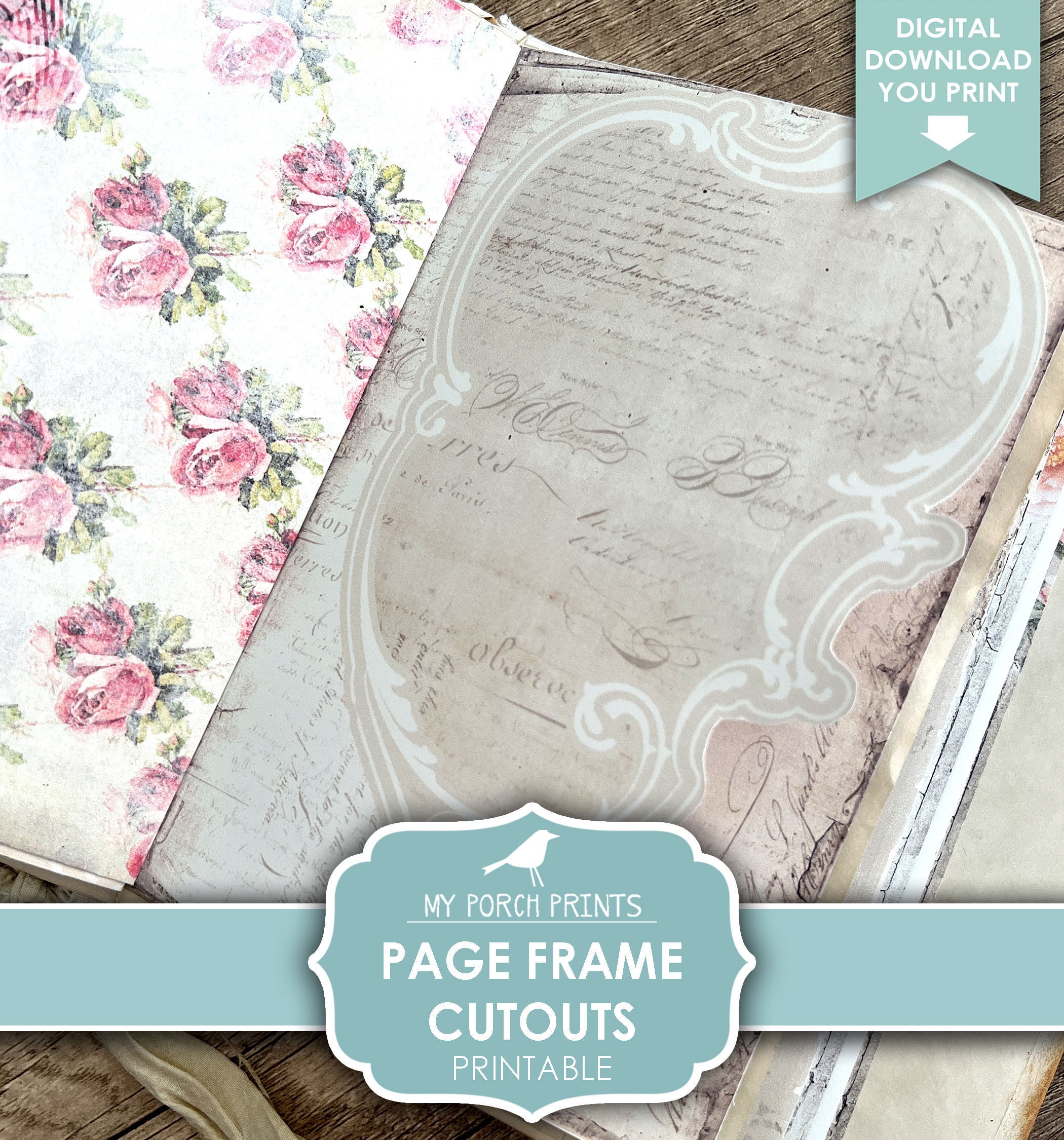 Junk Journal, Page Frame Cutouts, Insert, Decorative Design, Paper ...