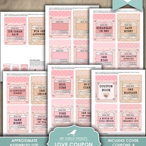 Valentine Coupon Book Love Coupons Ticket Booklet Romantic Valentines ...