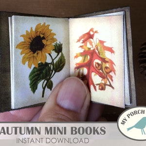 Autumn Mini Books, Fall, Mini Album, Necklace, Scrapbook, Printable ...