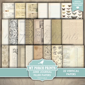 Vertical Junk Journal Filler Papers, Vintage, Neutral, Nature, Extra ...