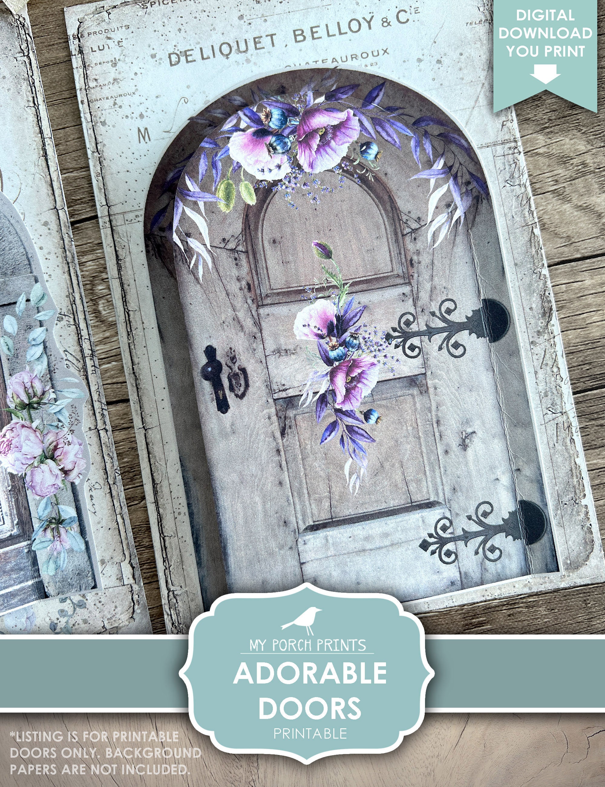 Adorable Doors, Junk Journal, Door, Open, Gift, Card, Cover, Wood ...