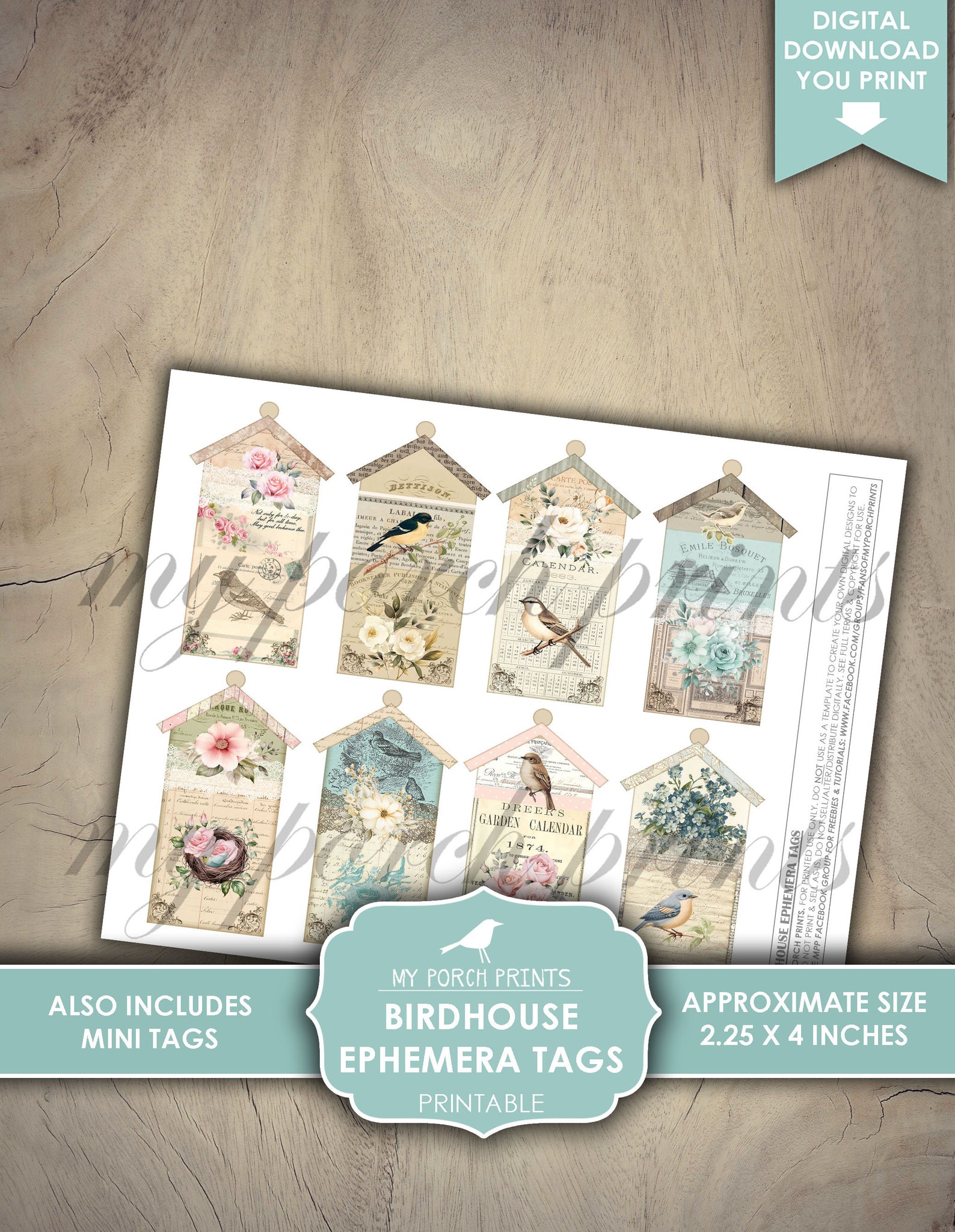 Junk Journal, Birdhouse, Ephemera, Tags, House, Shape, Shabby, Birds ...