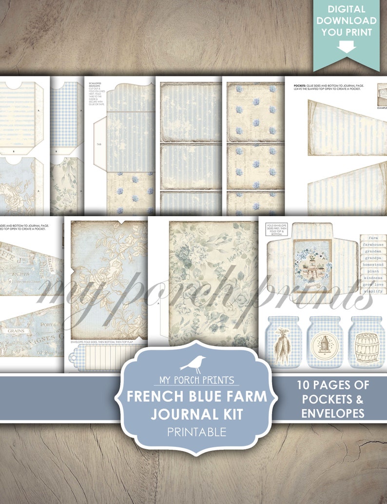 Junk Journal Kit Farm Blue French Country Fields - Etsy