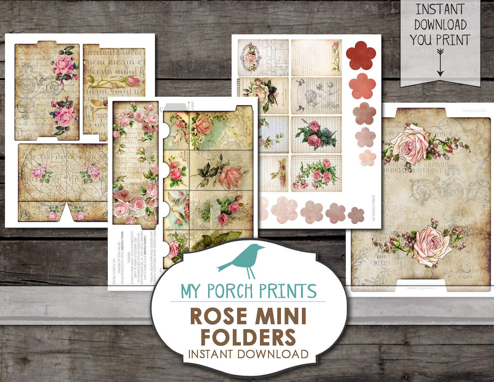 Mini File Folders Roses Scrapbook Kit Junk Journal Kit - Etsy
