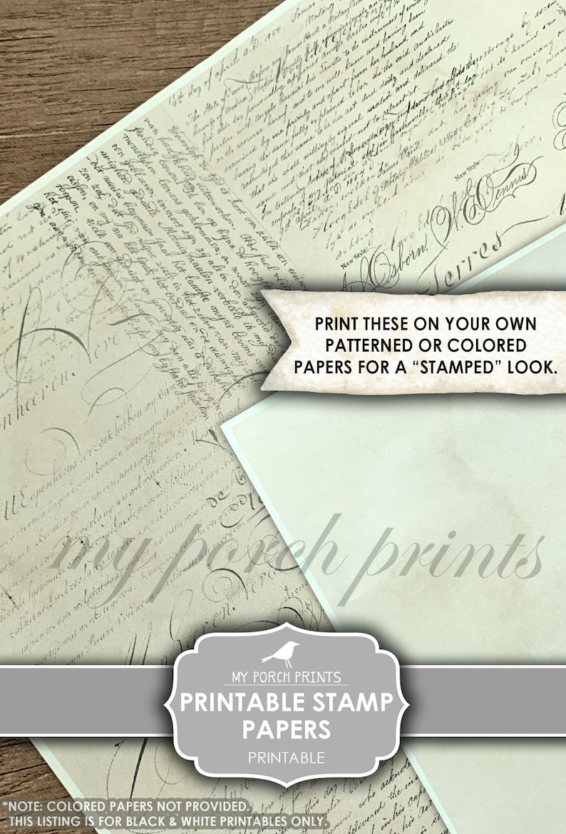 Printable Stamp Papers Junk Journal Vintage Black and | Etsy Australia