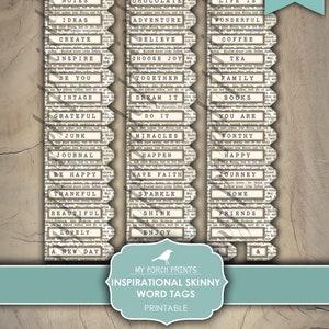 Junk Journal, Words, Inspirational, Skinny, Word, Tags, Labels ...