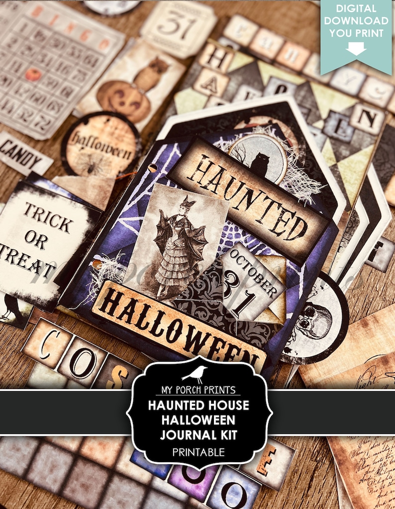 Haunted House Halloween Junk Journal Kit Craft for Kids - Etsy