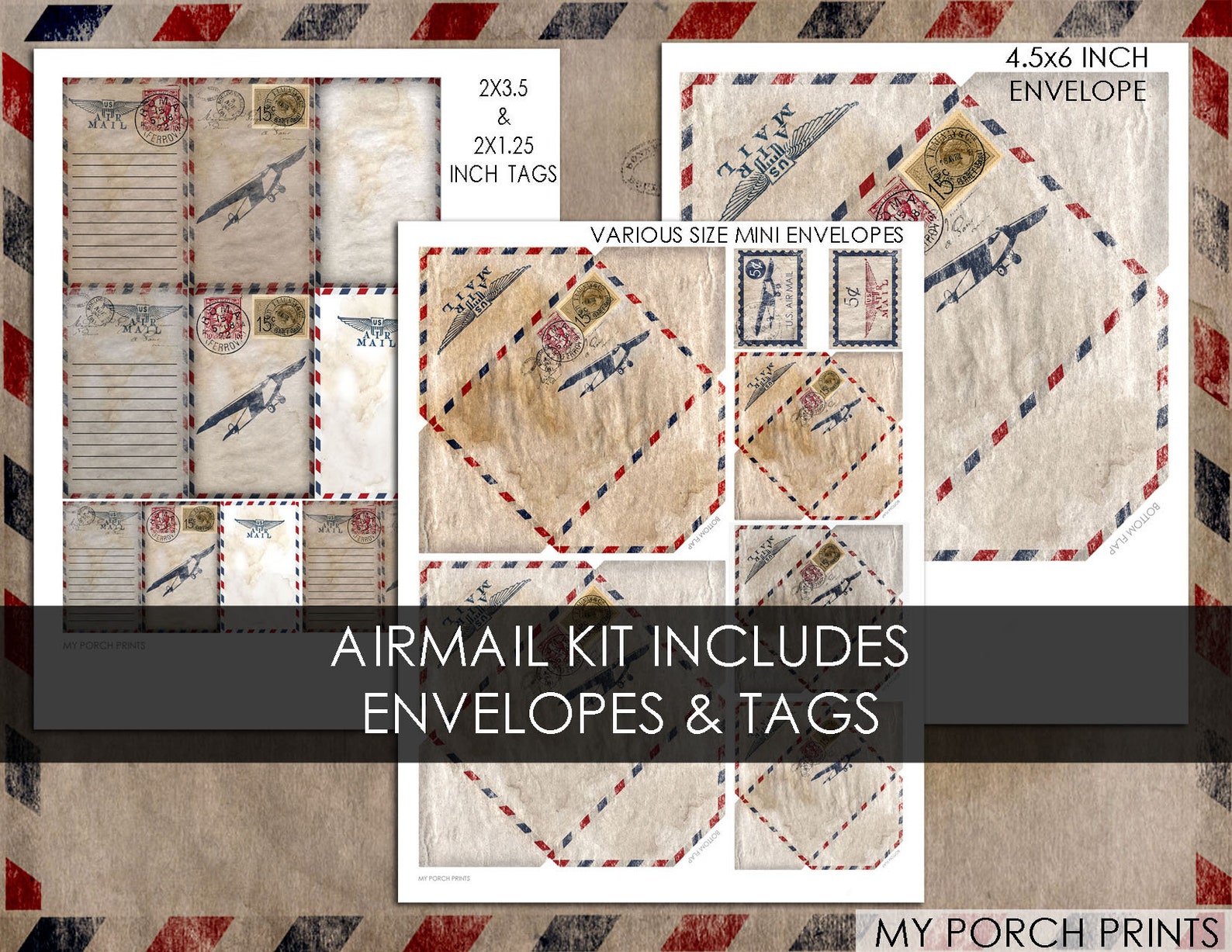 Air Mail, Kit, Postcard, Junk Journal, Envelope, Letter, Invitation ...
