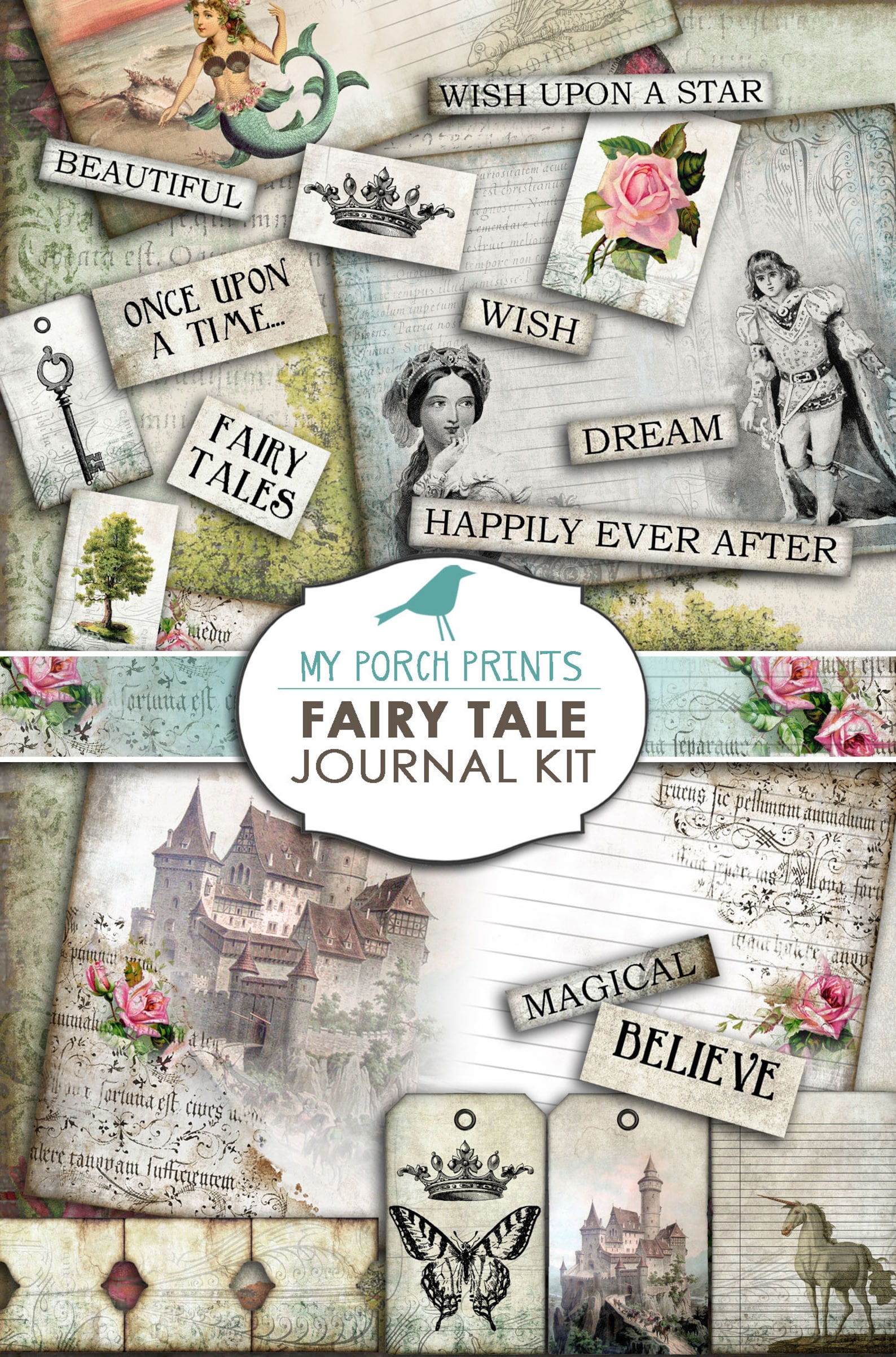 Fairy Tale Junk Journal Kit Printable Paper Little Girl - Etsy