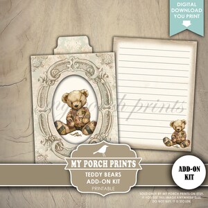 Teddy Bears Add on Kit, Junk Journal, Vintage, Neutral, Children, Boy ...