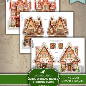 Gingerbread House Folding Card, Junk Journal Insert, Christmas, Kit, 3D ...