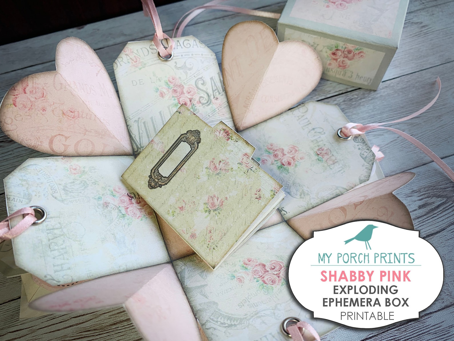 Explosion Box, Gift Idea, Shabby Pink, Exploding, Ephemera, Mother's ...