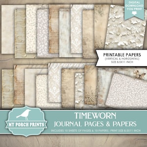 Timeworn Junk Journal PAGES & PAPERS Neutral Vintage Grunge Filler ...