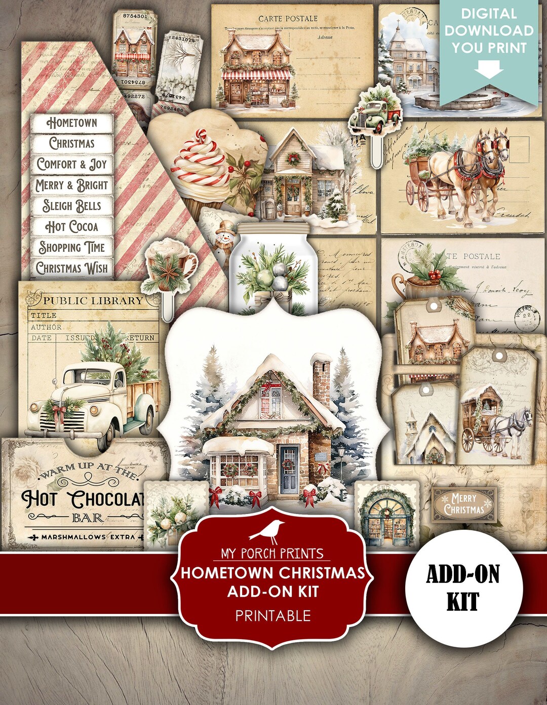Hometown Christmas ADD ON, Junk Journal, December, Daily, Village ...