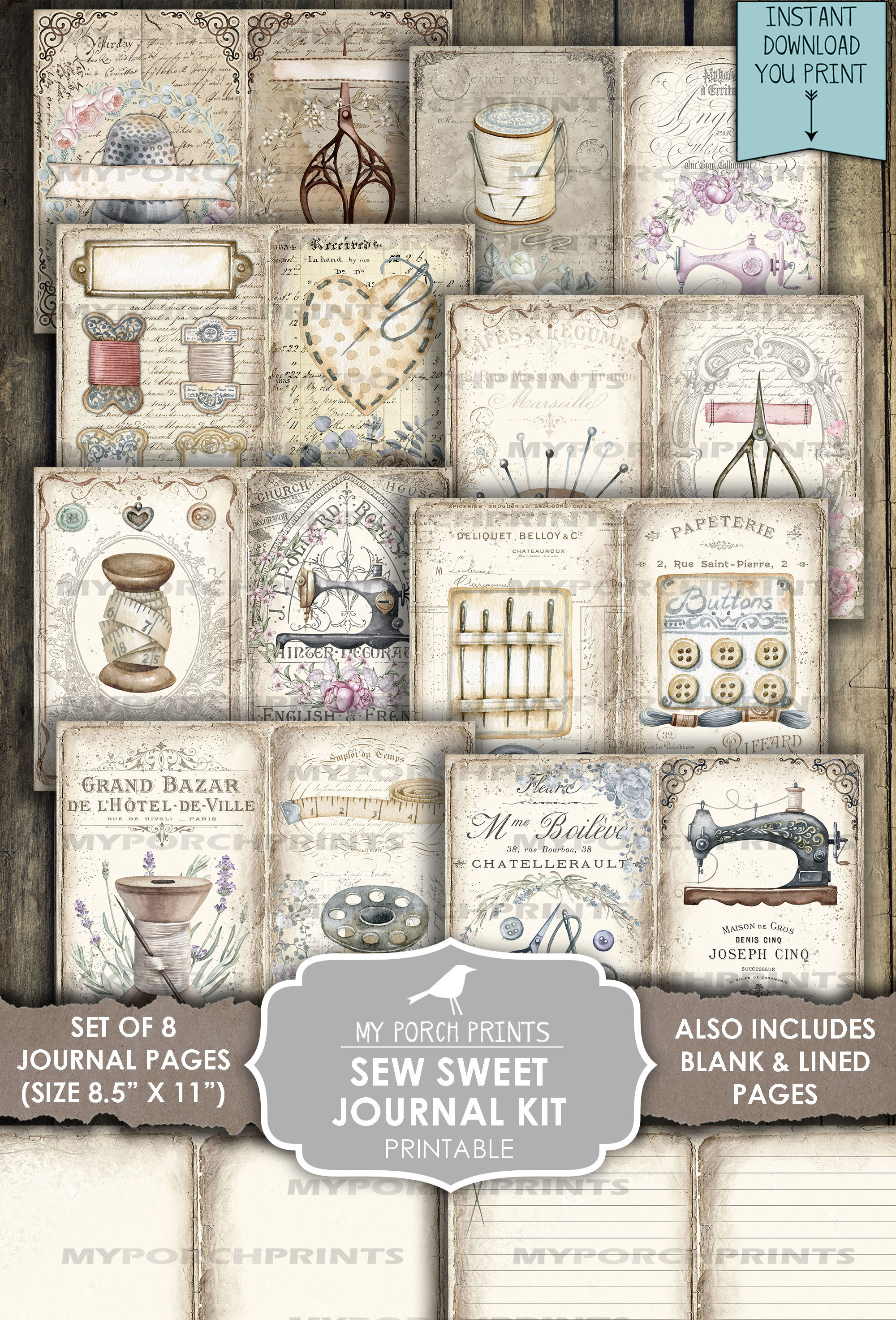 Junk Journal Kit Sew Sweet Sewing Vintage Sew Pin My - Etsy
