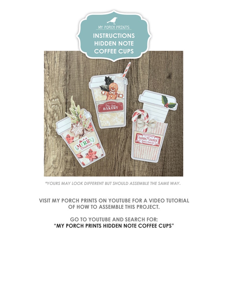 Junk Journal Christmas Hidden Note Coffee Cups Cards - Etsy