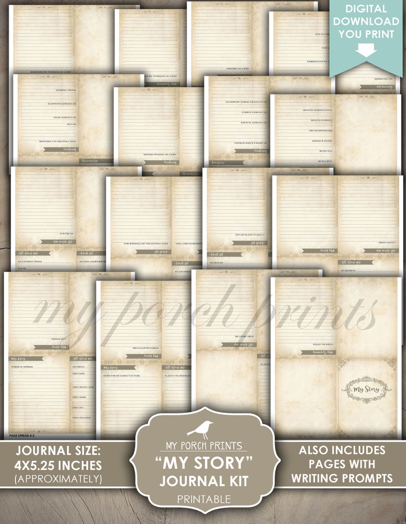 Junk Journal, Kit, My Story, Biography, About Me, Dad, Grandpa, Gift ...