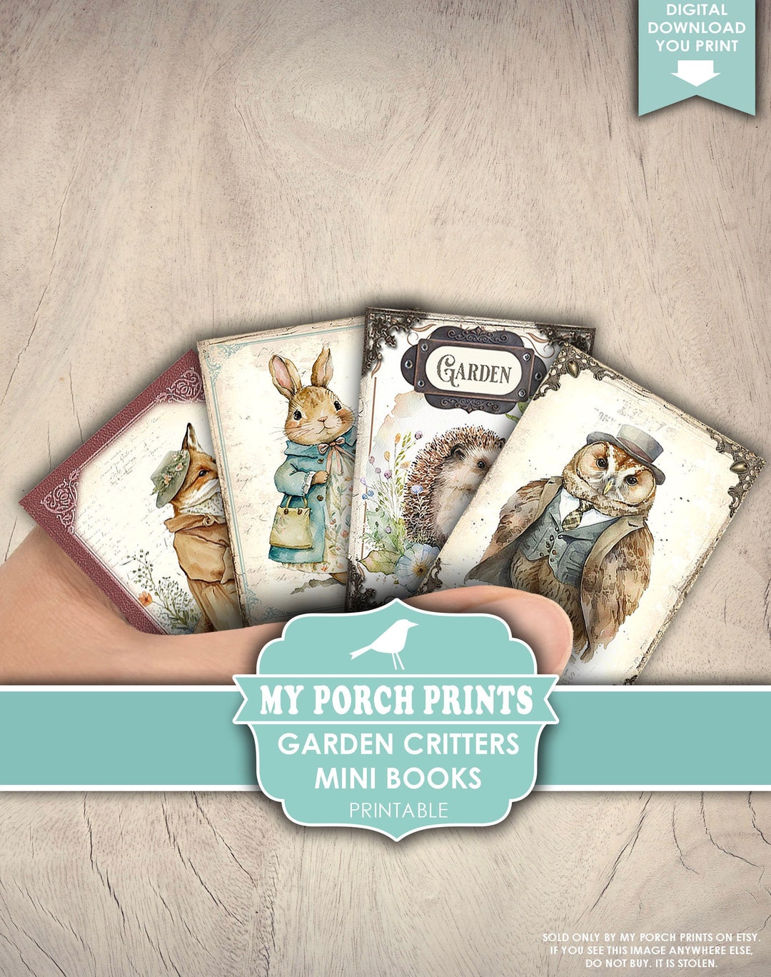 Garden Critters Mini Books, Junk Journal, Miniature, Woodland, Animals ...