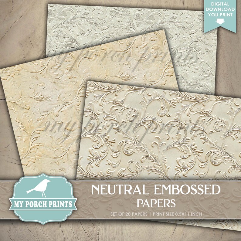Neutral Embossed Papers, Vintage, Filler, Coffee Dyed, Extra, Leather ...