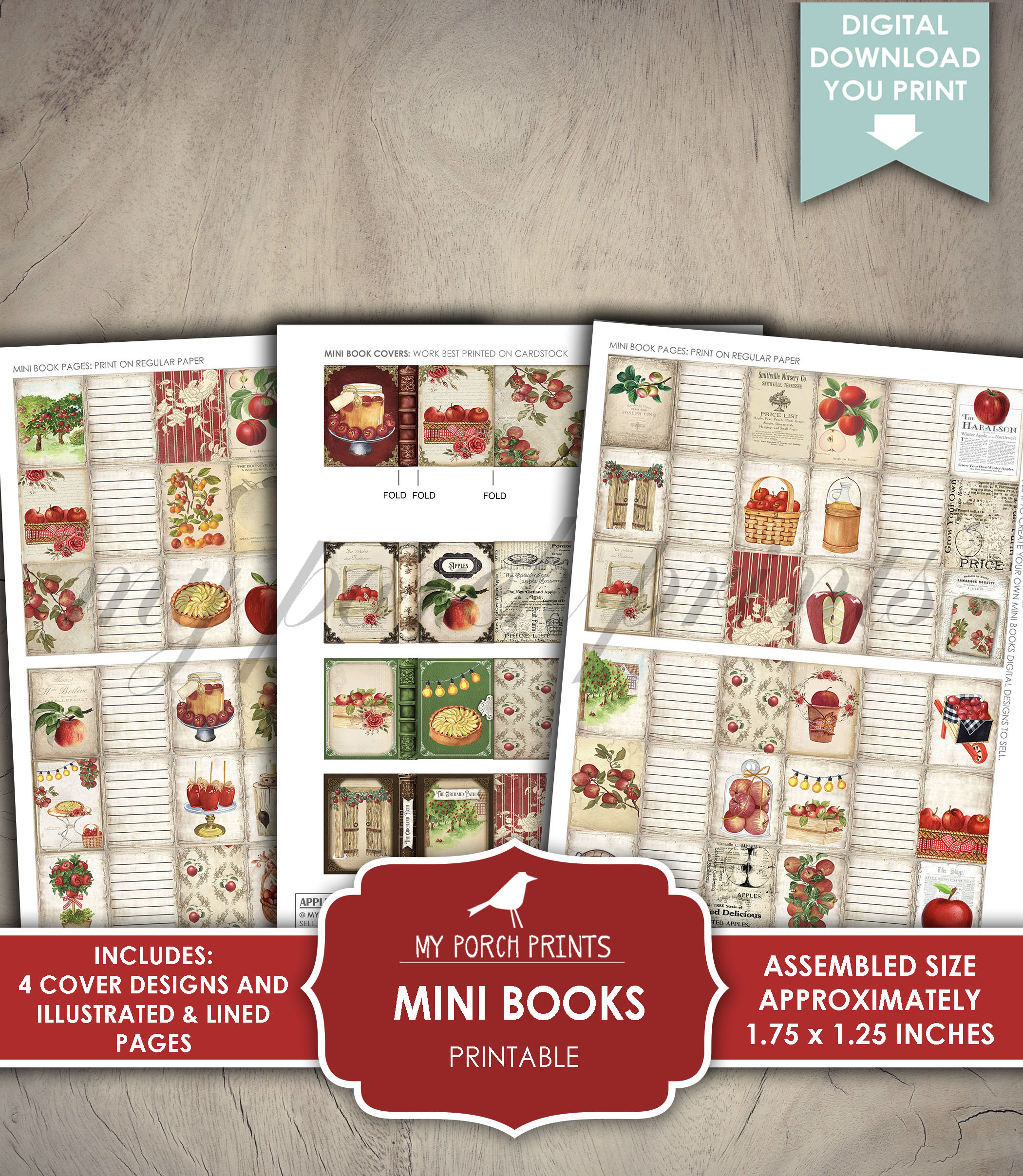 Mini Books, Junk Journal, Apple, Picking, Fall, Apples, Red, Orchard ...