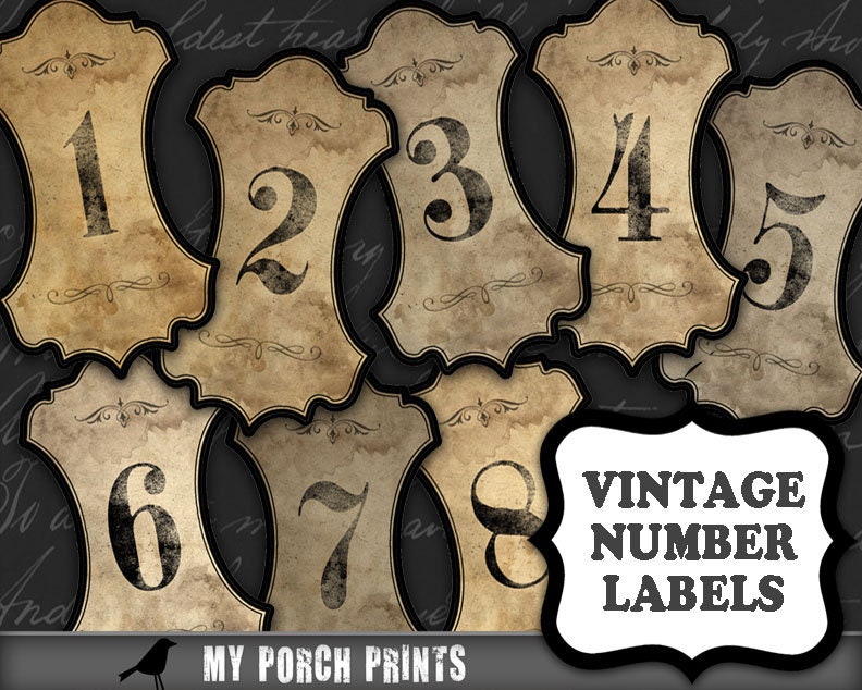 Number Labels Vintage Junk Journal Wedding Table Numbers | Etsy Canada