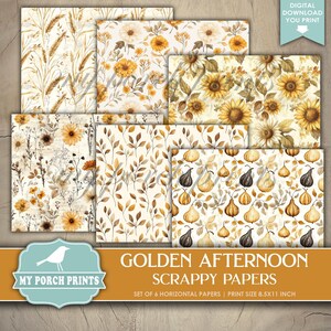 Golden Afternoon Scrappy Papers, Junk Journal, Pages, Fall, Autumn ...