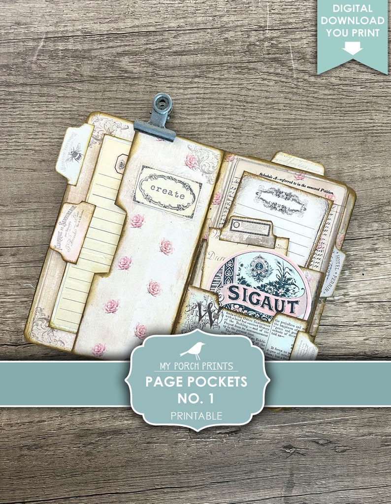 Junk Journal Page Pockets No. 1 Folio Folder Shabby - Etsy