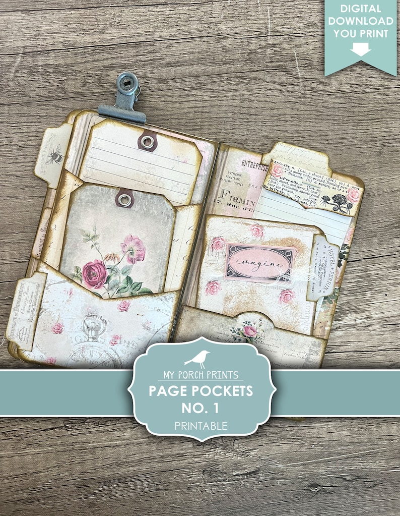 Junk Journal Page Pockets No. 1 Folio Folder Shabby - Etsy