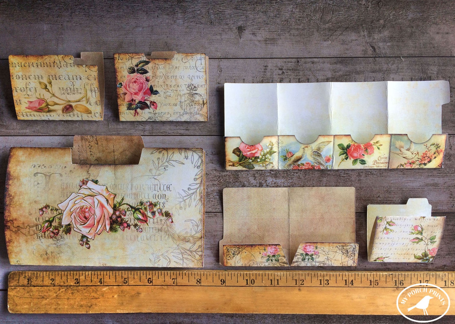 Mini File Folders Roses Scrapbook Kit Junk Journal Kit - Etsy