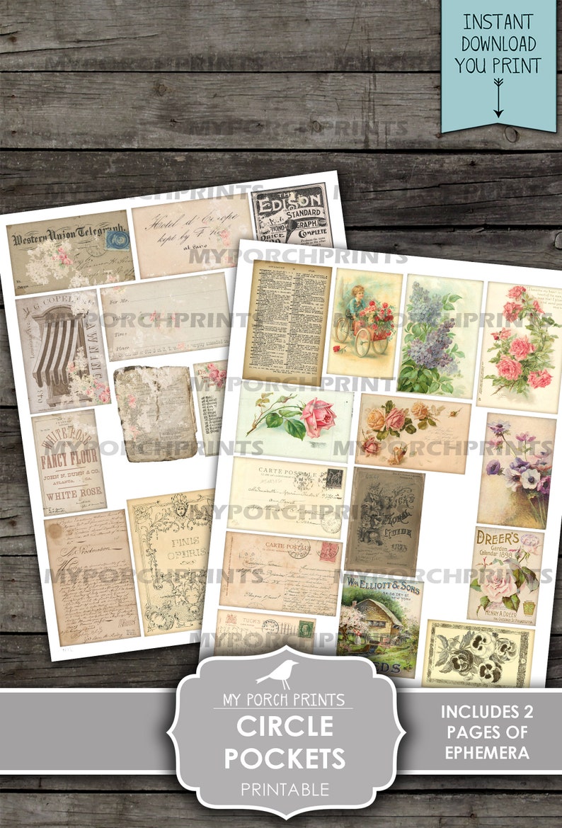 Circle Pockets Junk Journal Kit Printable Paper Craft - Etsy