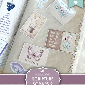 Scripture Scraps 2, Junk Journal, Bible Journaling, Stickers, Verse ...
