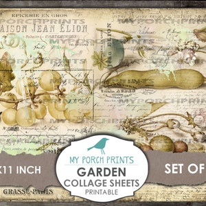 Garden Collage Sheet, Journal Page, Watercolor, My Porch Prints ...