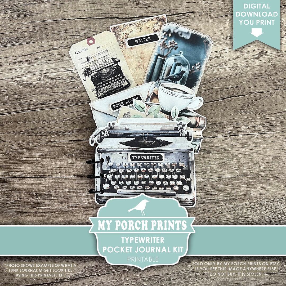 Typewriter Pocket Journal Kit, Writer Author Book Lover Masculine Men ...