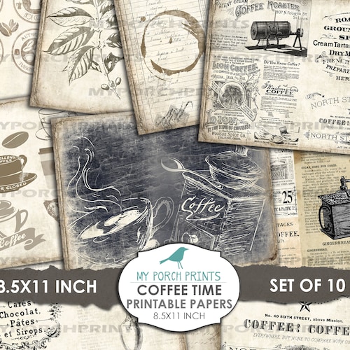 Coffee Time Printable Papers Collage Sheet Journal Page - Etsy