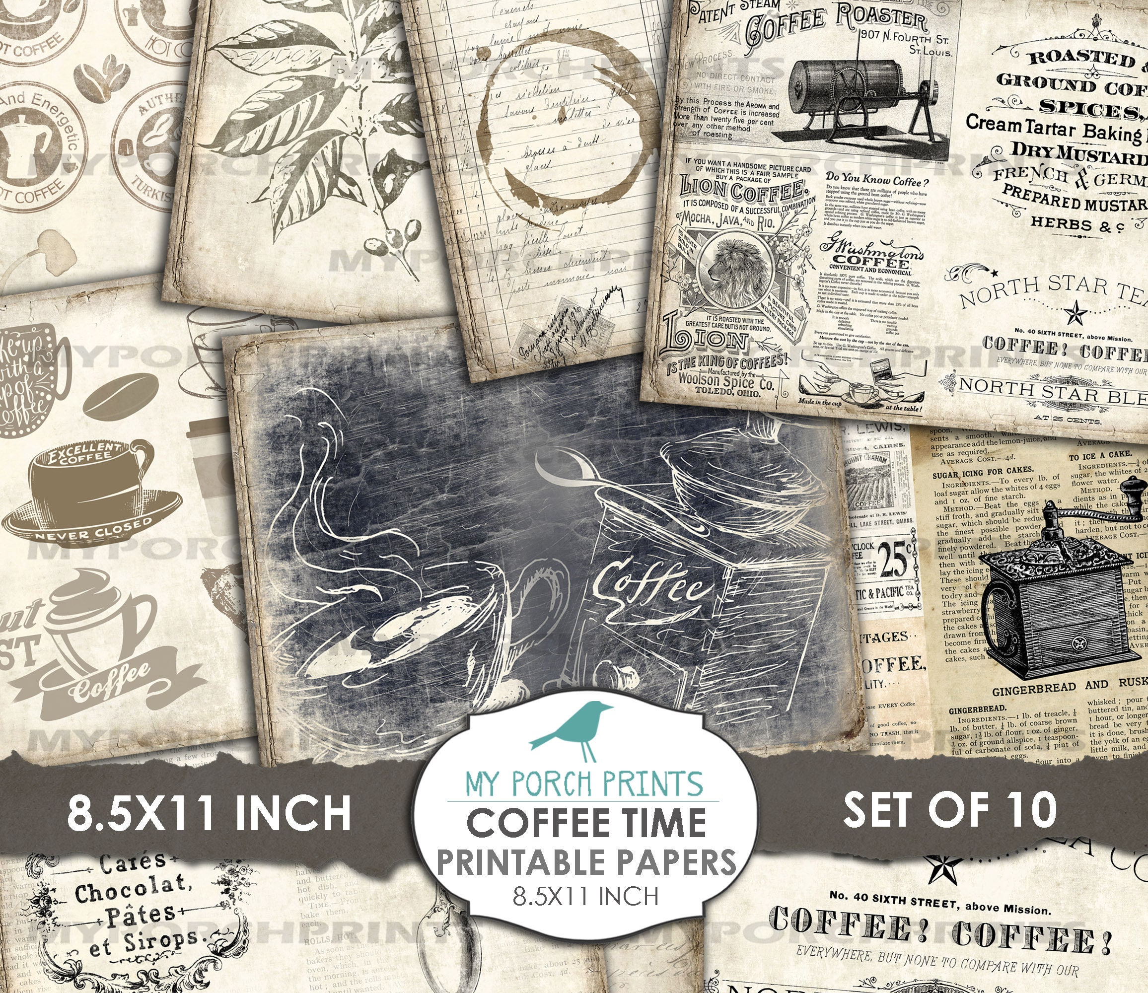 Coffee, Time, Printable, Papers, Collage Sheet, Journal Page, My Porch ...