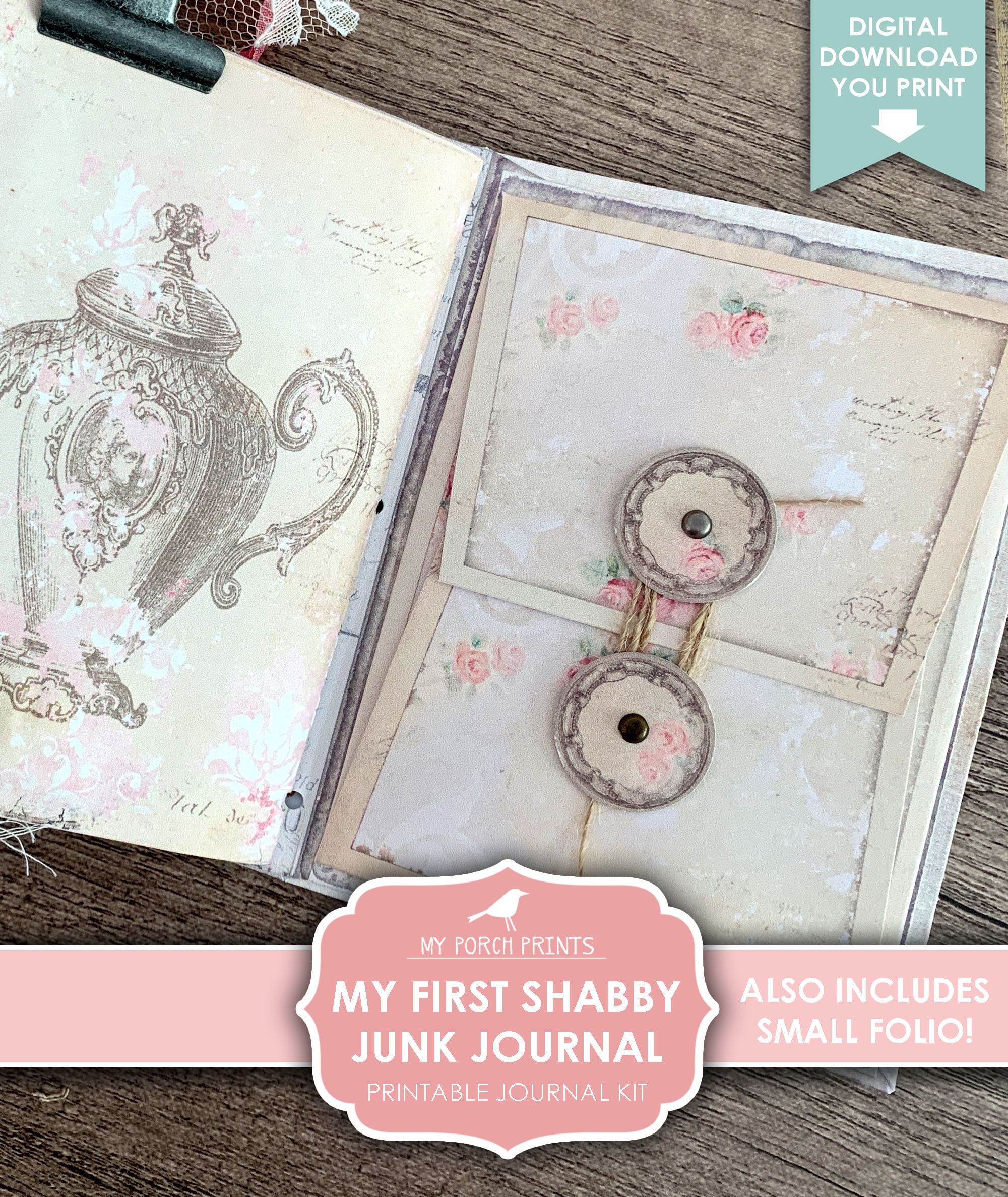 My First Shabby Junk Journal, Beginner's Junk Journal Kit, Pink ...
