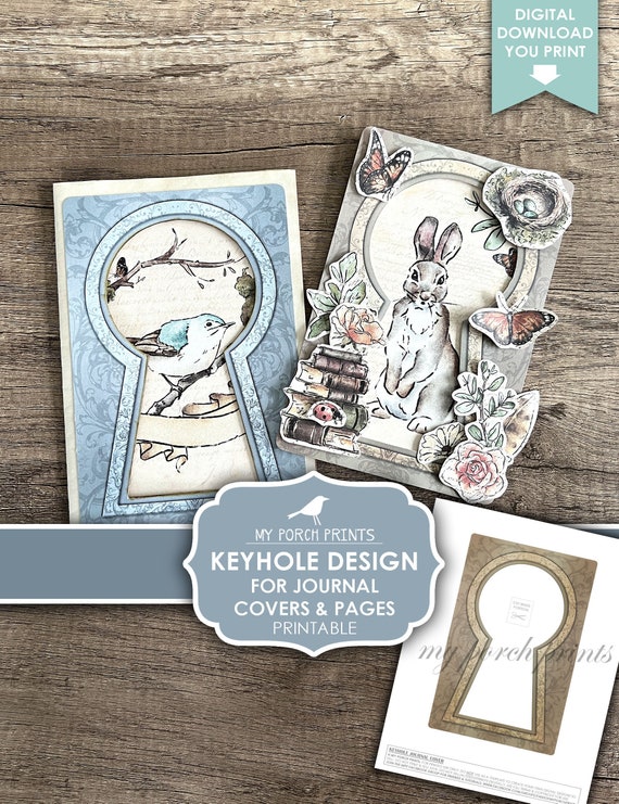 Keyhole Junk Journal Cover Page Key Hole Door Alice in - Etsy