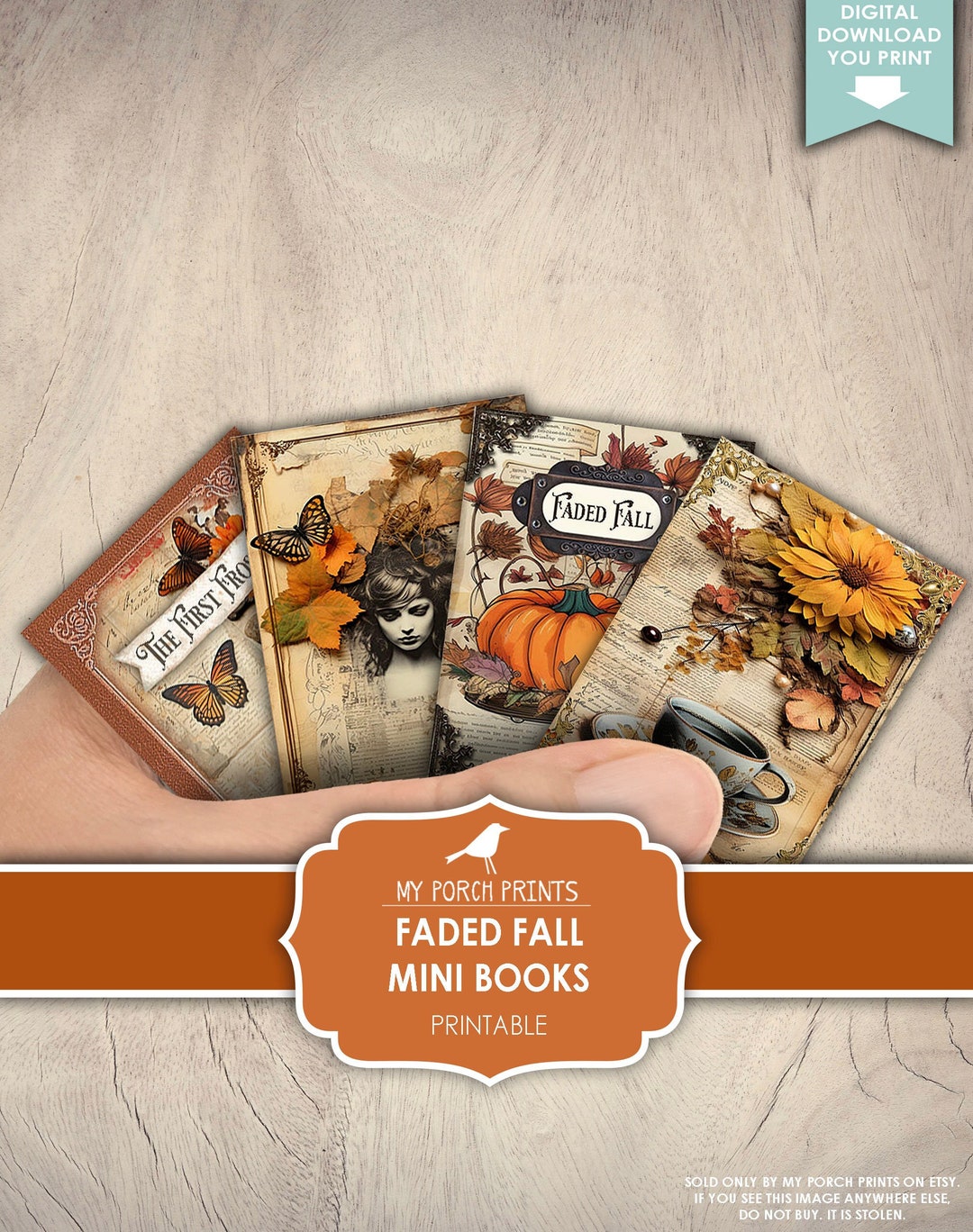 Faded Fall Mini Books, Autumn, Miniature, Book, Gothic, Sunflower ...