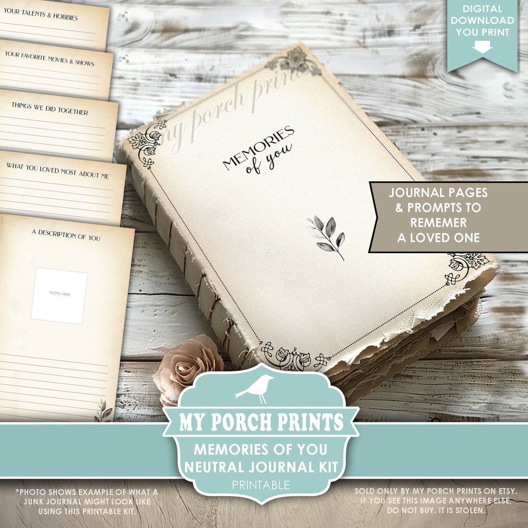 Memories of You Neutral Journal Kit, Junk Journal, Memorial, Grief ...