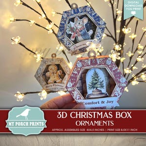 3D Christmas Shadow Box Ornaments, Craft Decoration DIY Gift Idea Red ...