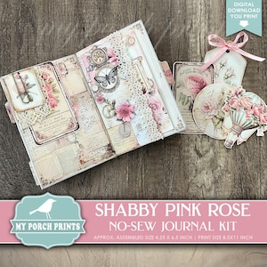 Shabby Pink Rose No-sew Junk Journal Kit, Gift Idea, Beginner, Easy ...