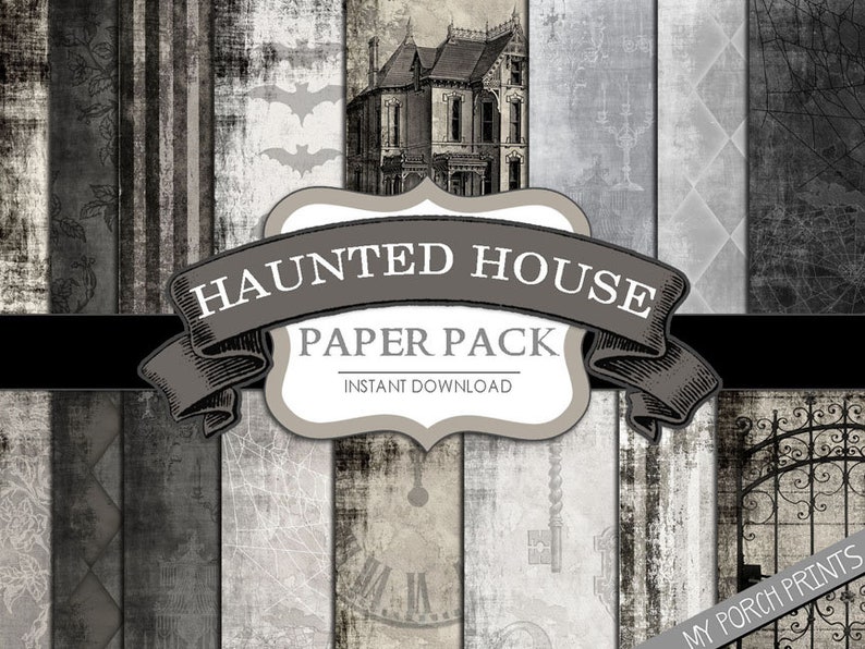 Halloween Paper Haunted House Pack Black & White Junk - Etsy