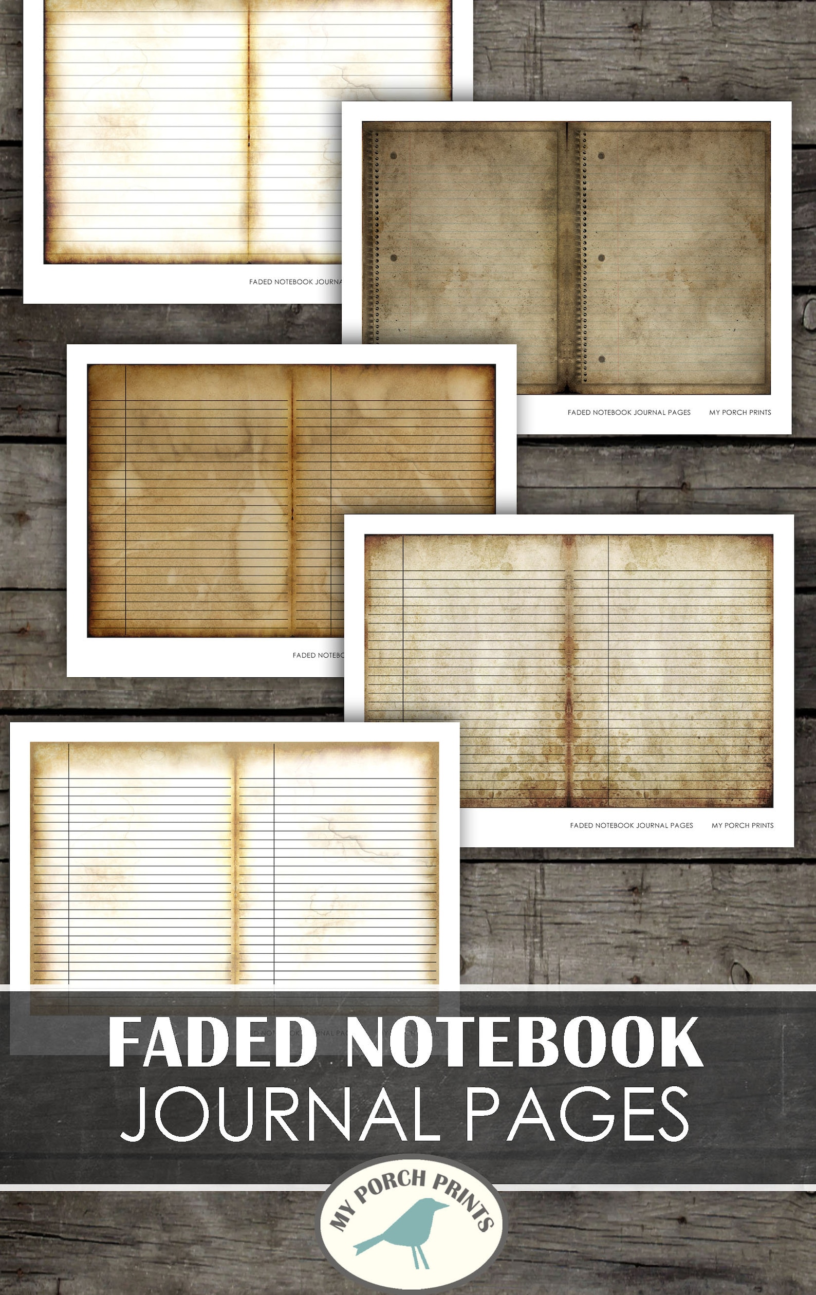 Faded Notebook Journal Page Book Vintage 5x7 Junk - Etsy