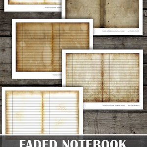 Faded Notebook, Journal Page, Book, Vintage, 5x7, Junk Journal, Grunge ...