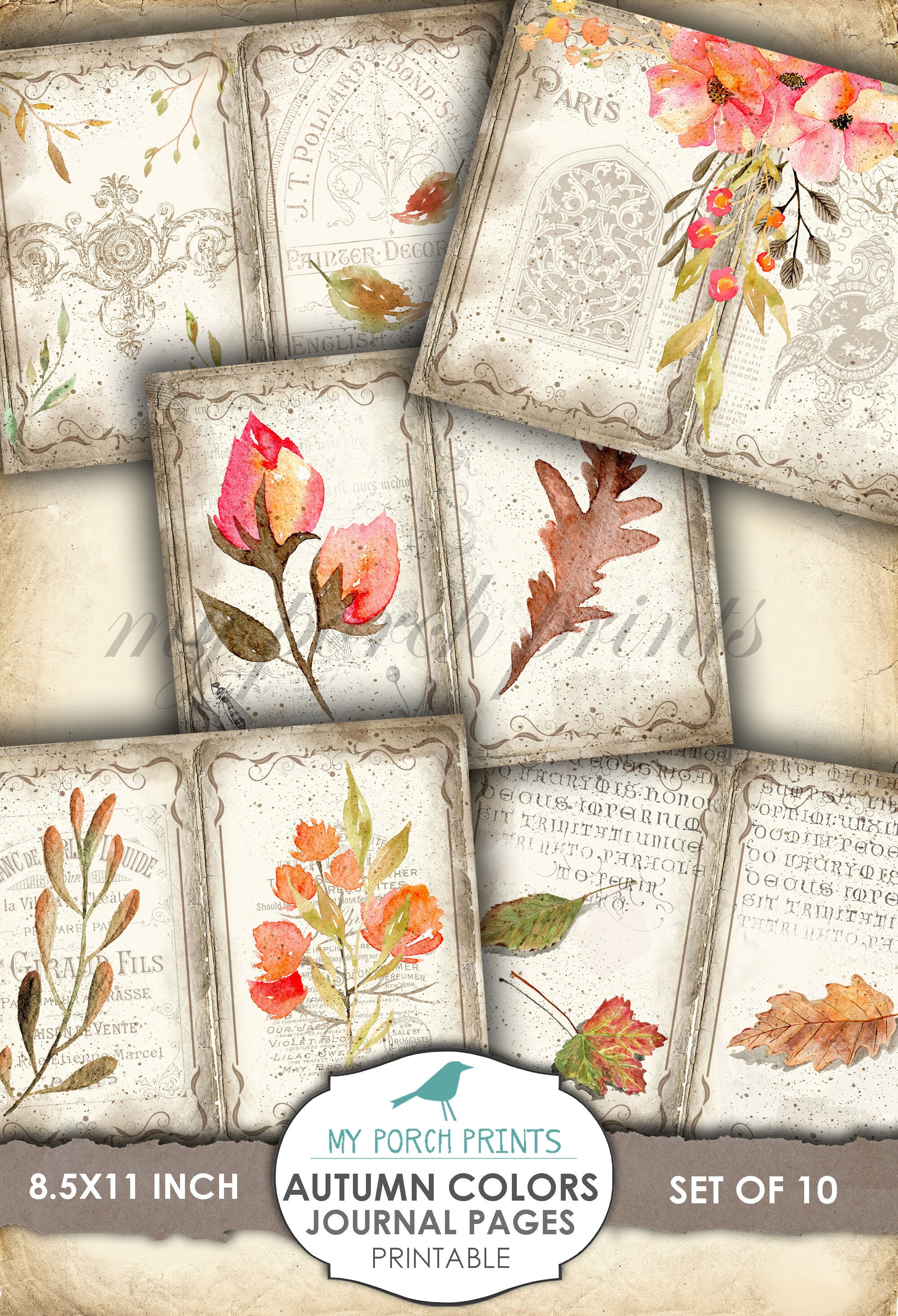 Autumn Colors Fall Journal Pages Junk Journal Kit Papers - Etsy