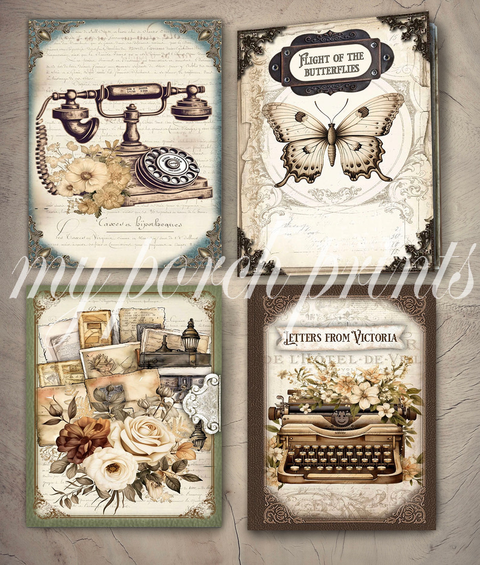 Mini Books, Sepia and Ivory, Junk Journal, Vintage, Miniature, Neutral ...