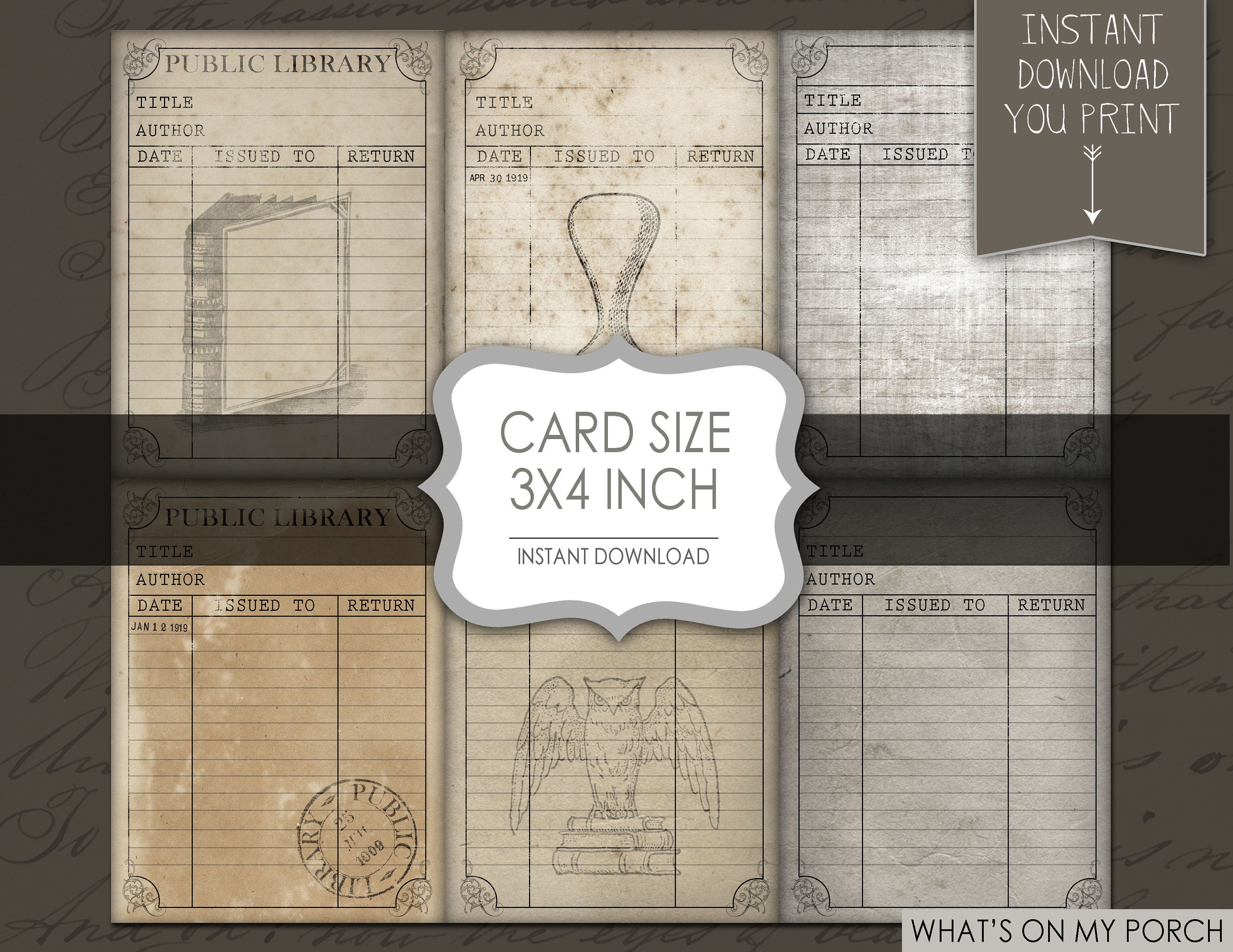 Junk Journal, Library Cards, ATC, Scrapbook, Paper, My Porch Prints ...