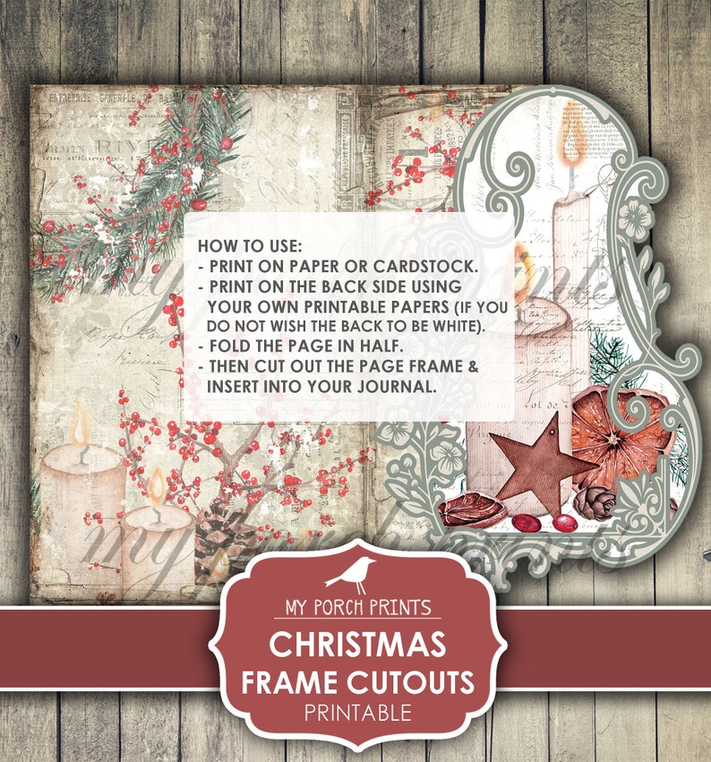 Christmas Junk Journal Frame Cutouts December Daily - Etsy