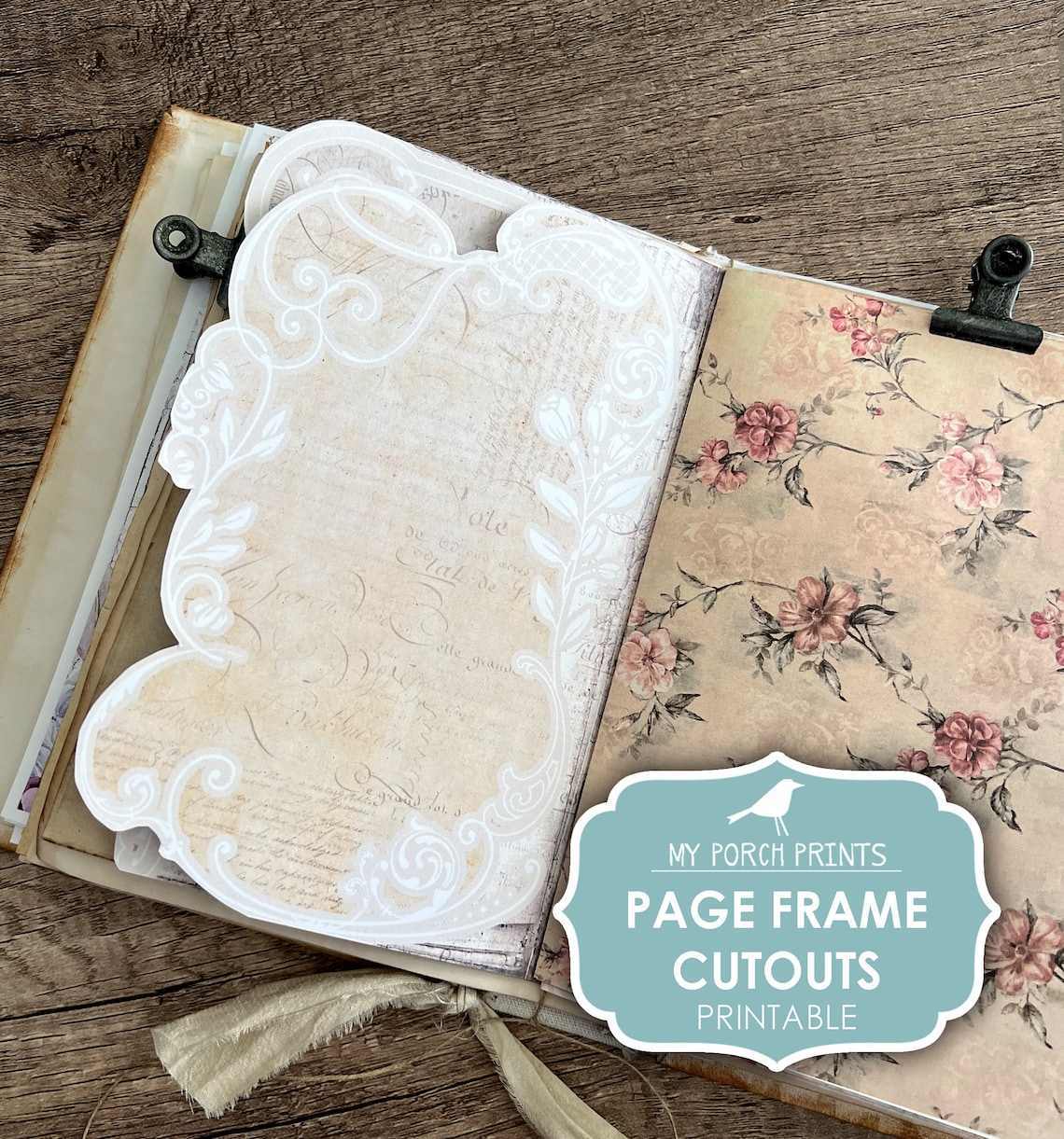 Junk Journal, Page Frame Cutouts, Insert, Decorative Design, Paper ...